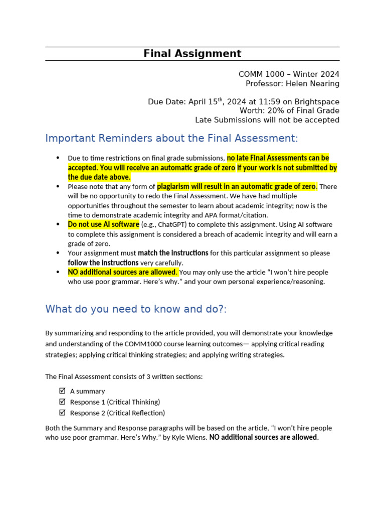 Final Assignment COMM Centennial College Lam Nguyen | PDF | Grammar ...