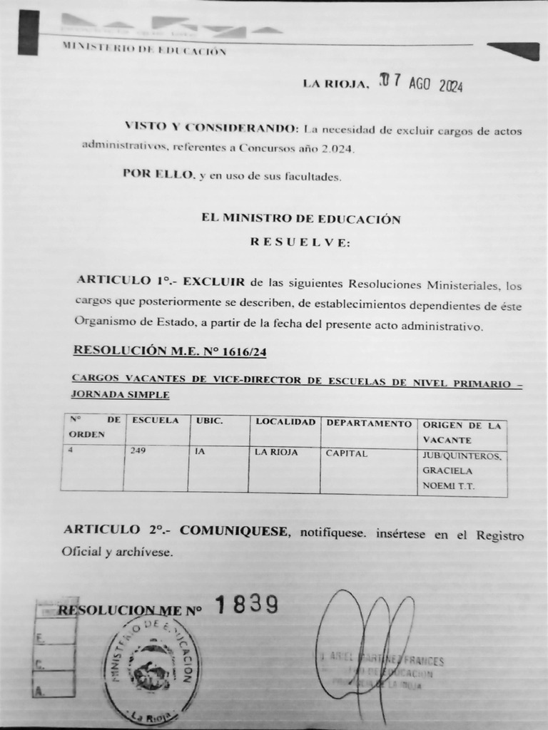 Resol M e 1839 24 Exclusion Nivel Primario | PDF