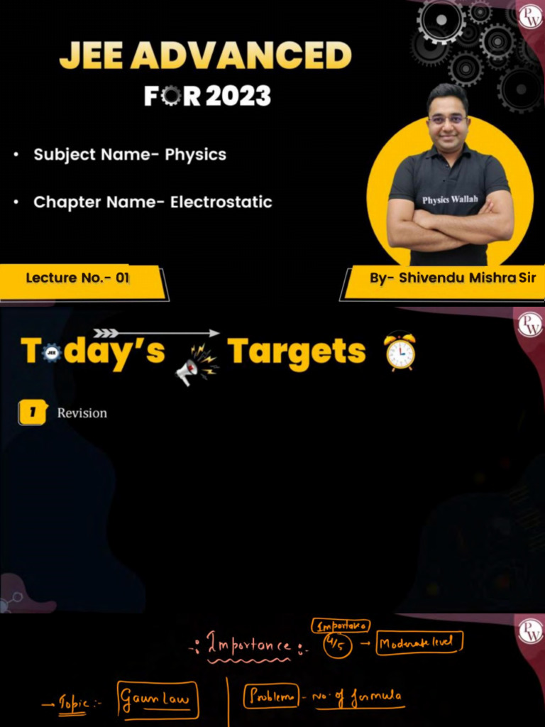 Electrostatic 01 - Class Notes - JEE Advance 2023 | PDF