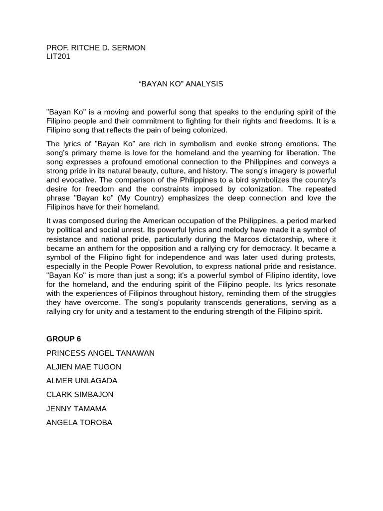 Bayan Ko Analysis | PDF