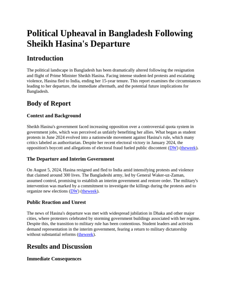 Political Upheaval in Bangladesh Following Sheikh Hasina | PDF | Bangladesh | Government