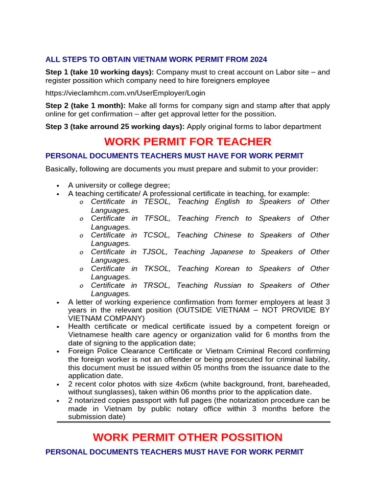 3.1 Ho So Giay Phep Lao Dong - Tieng Anh - Work Permit | PDF | Criminal ...
