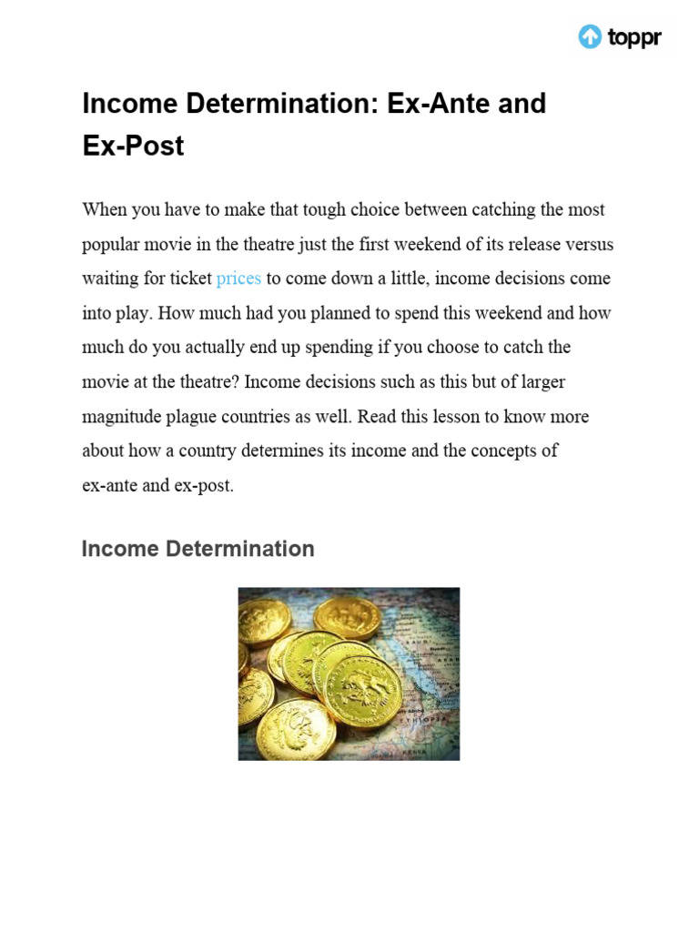 Income Determination: Ex-Ante vs Ex-Post | PDF | Consumption (Economics ...