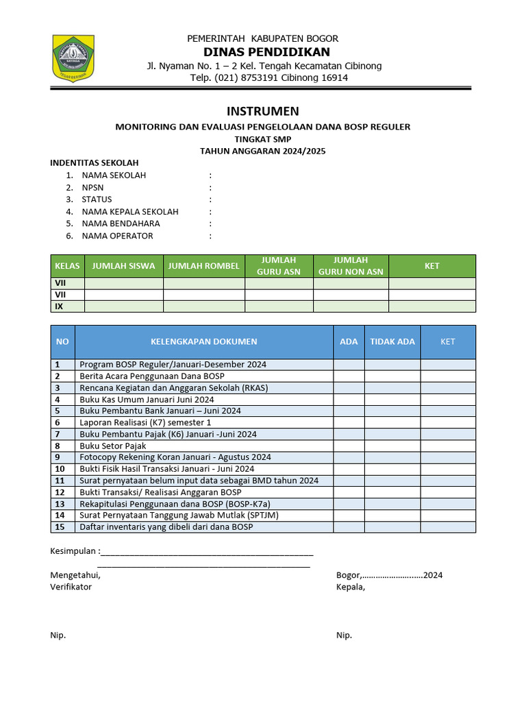 MONEV BOSP 2024 SMP Sebar | PDF | Bisnis | Pengelolaan Keuangan & Uang
