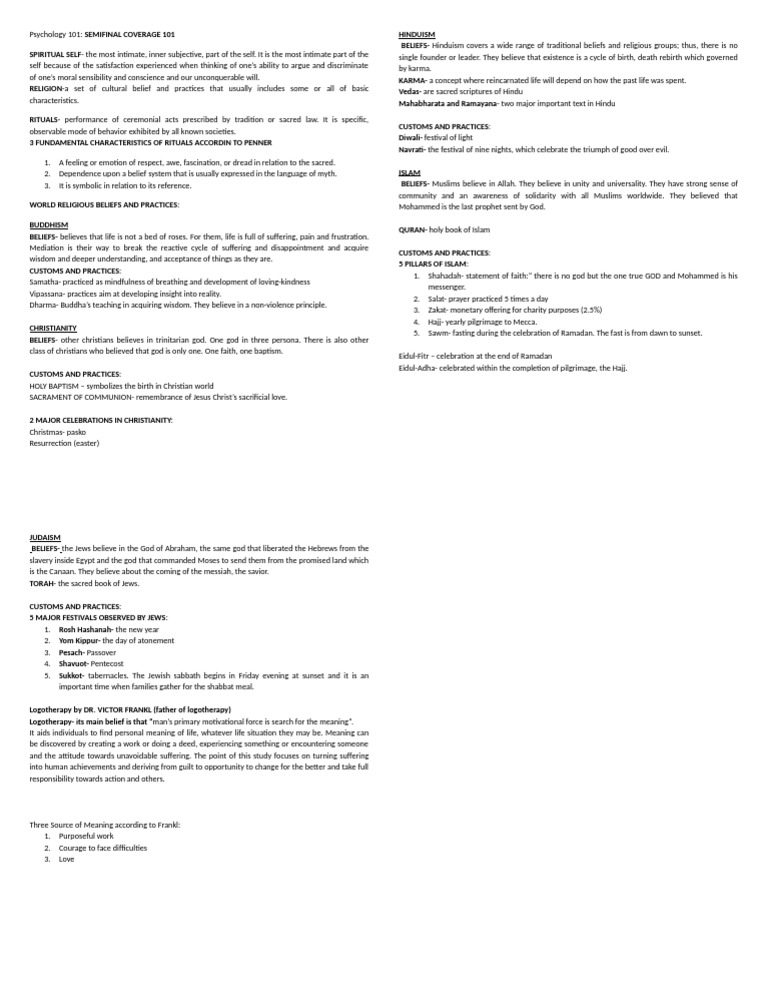 Semifinals Lesson Coverage 1 | PDF | Reincarnation | Karma