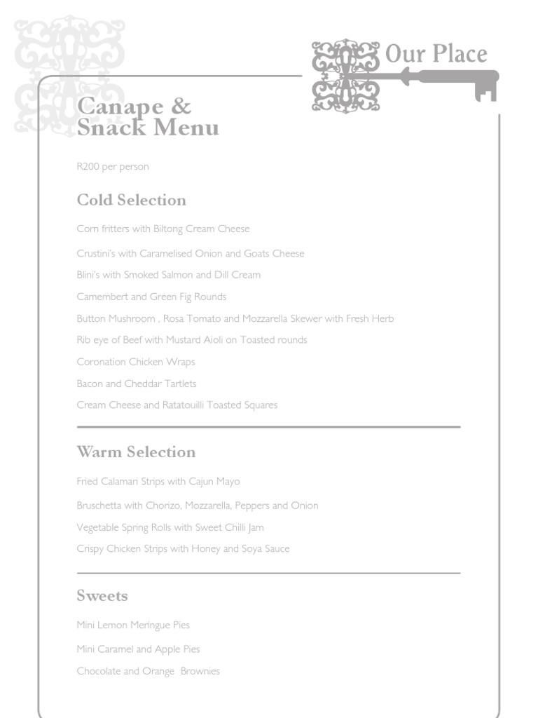 Canape Snack Menu | PDF