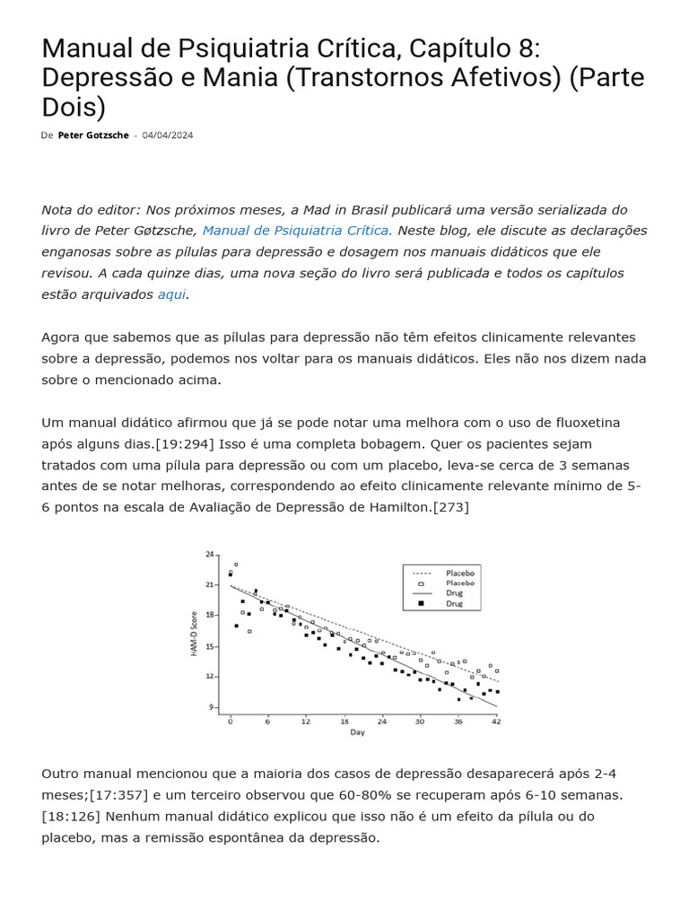 Manual de Psiquiatria Crítica, Capítulo 8 - Depressão e Mania ...