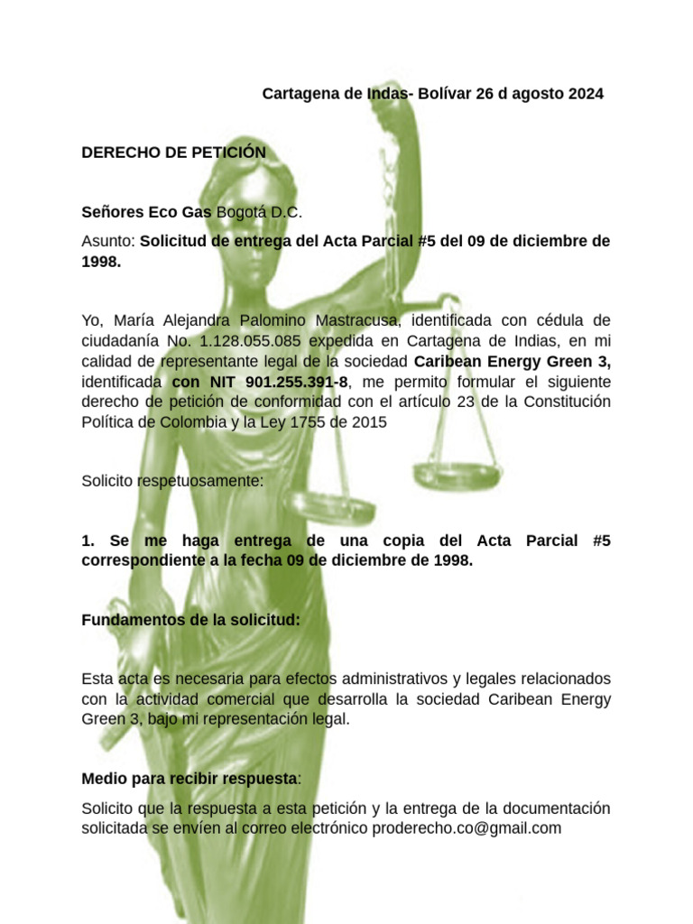 DERECHO DE PETICION de eco gas | PDF