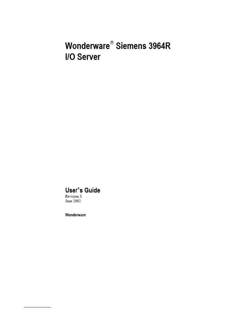 Wonderware Siemens 3964R I/O Server: Use S Guide | PDF | Computer Network | Microsoft Windows