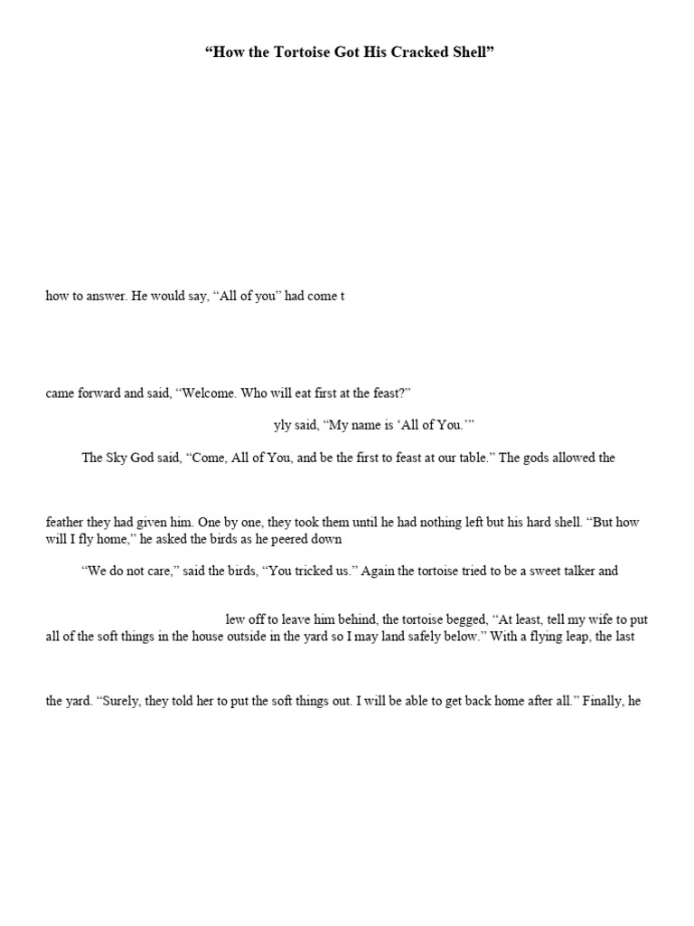 How the Tortoise Got His Cracked Shell | PDF | Poetry