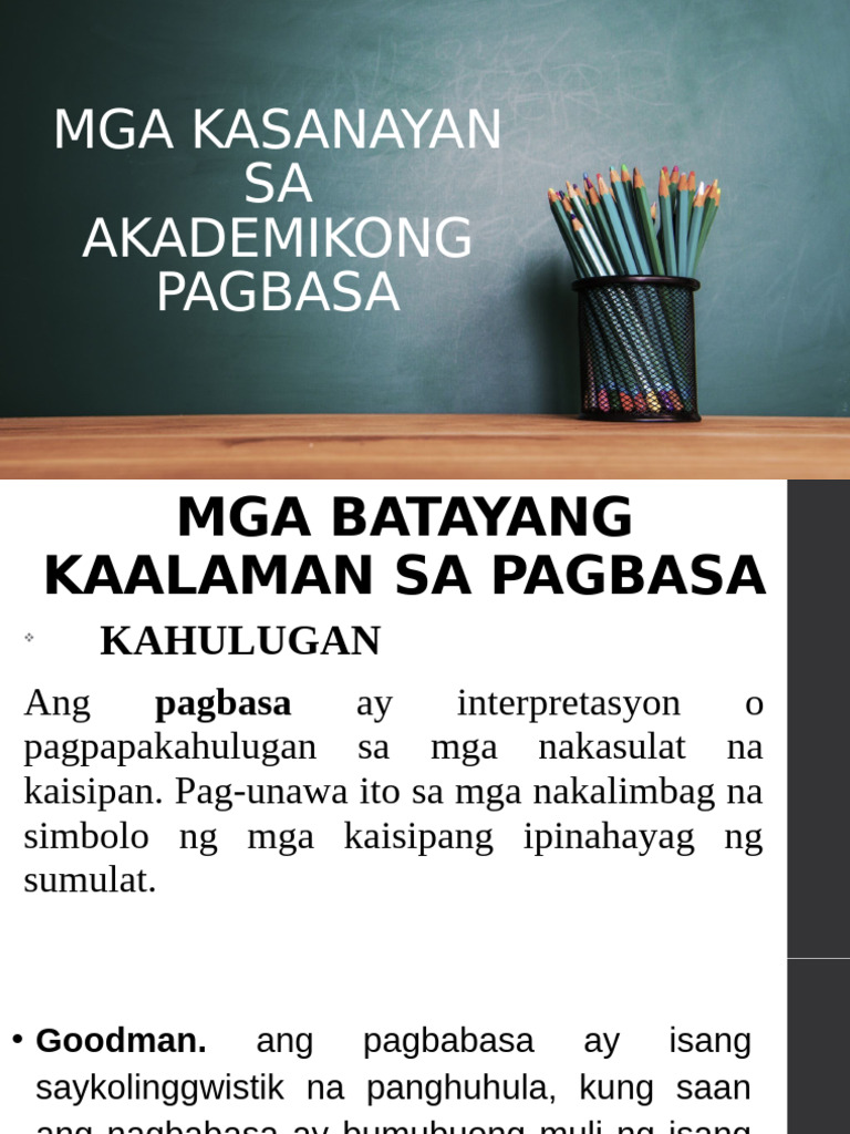 Mga Kasanayan Sa Akademikong Pagbasa | PDF