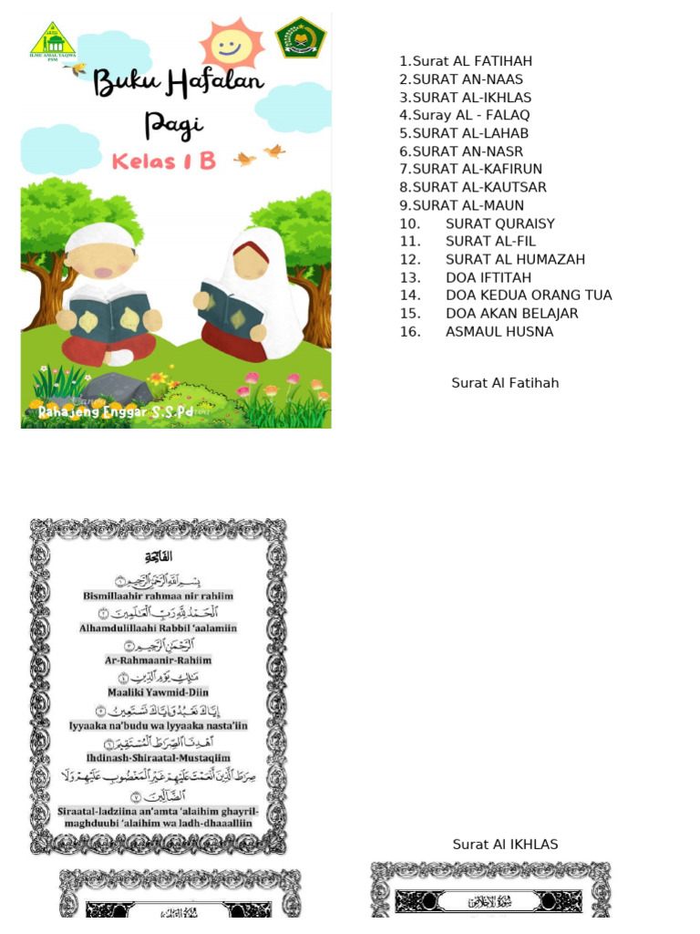 BUKU HAFALAN KELAS 1 | PDF