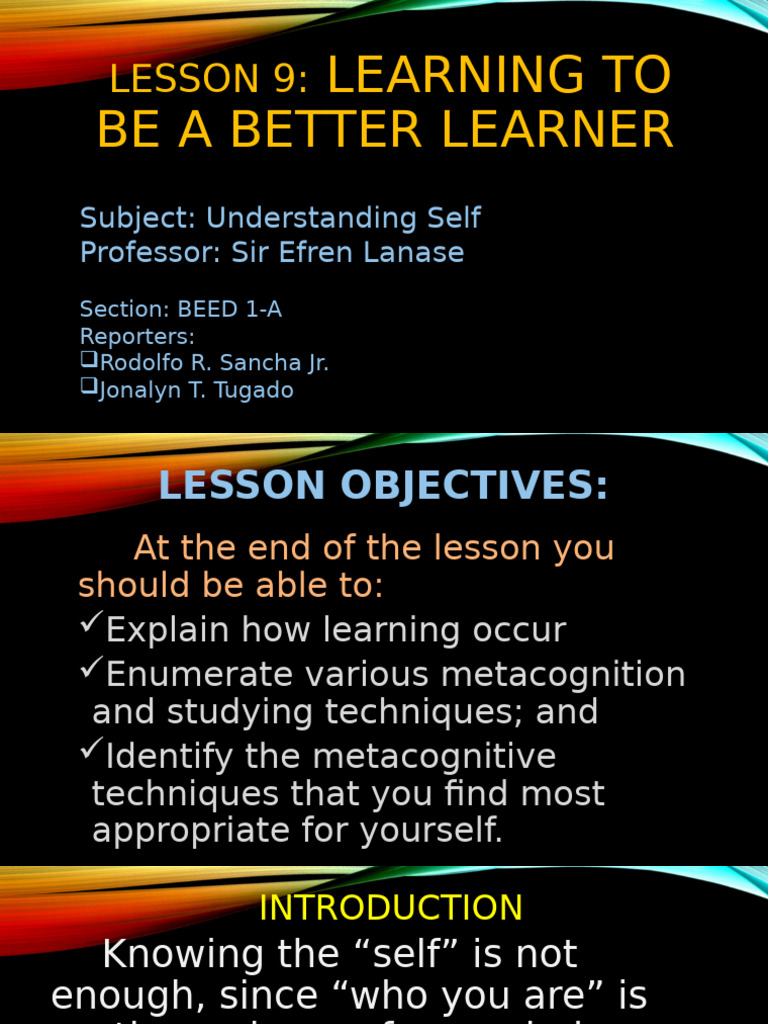 Understanding Self Reporting by Jonalyn | PDF | Learning | Metacognition