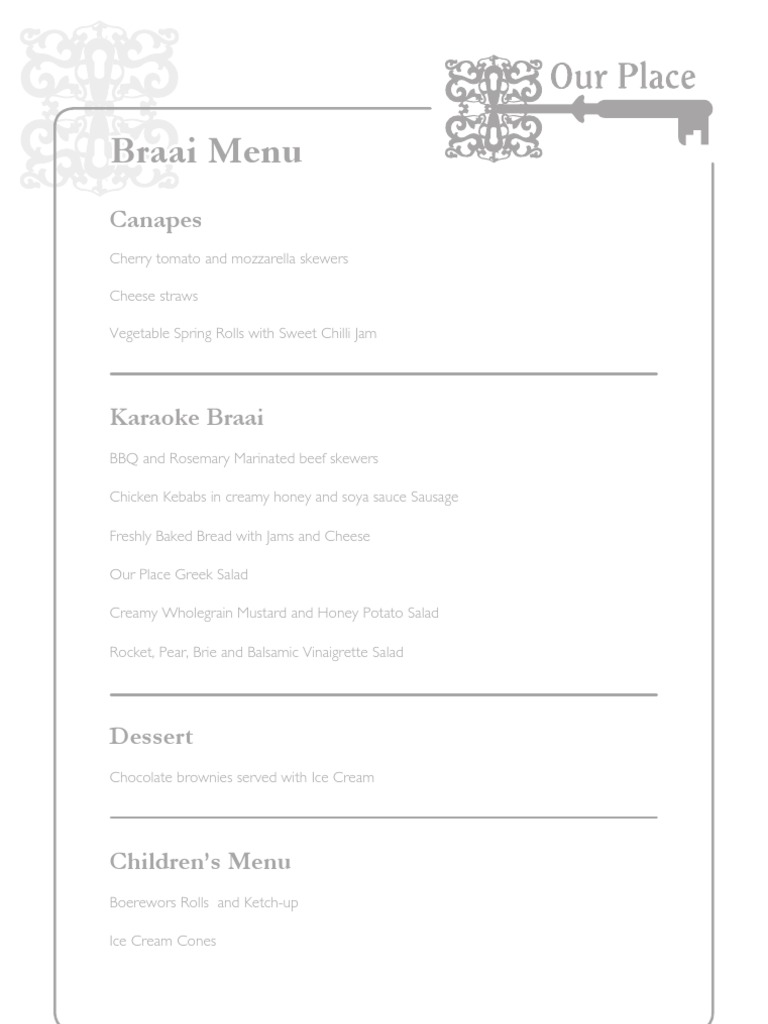 Delicious Canapes and Braai Menu Ideas | PDF