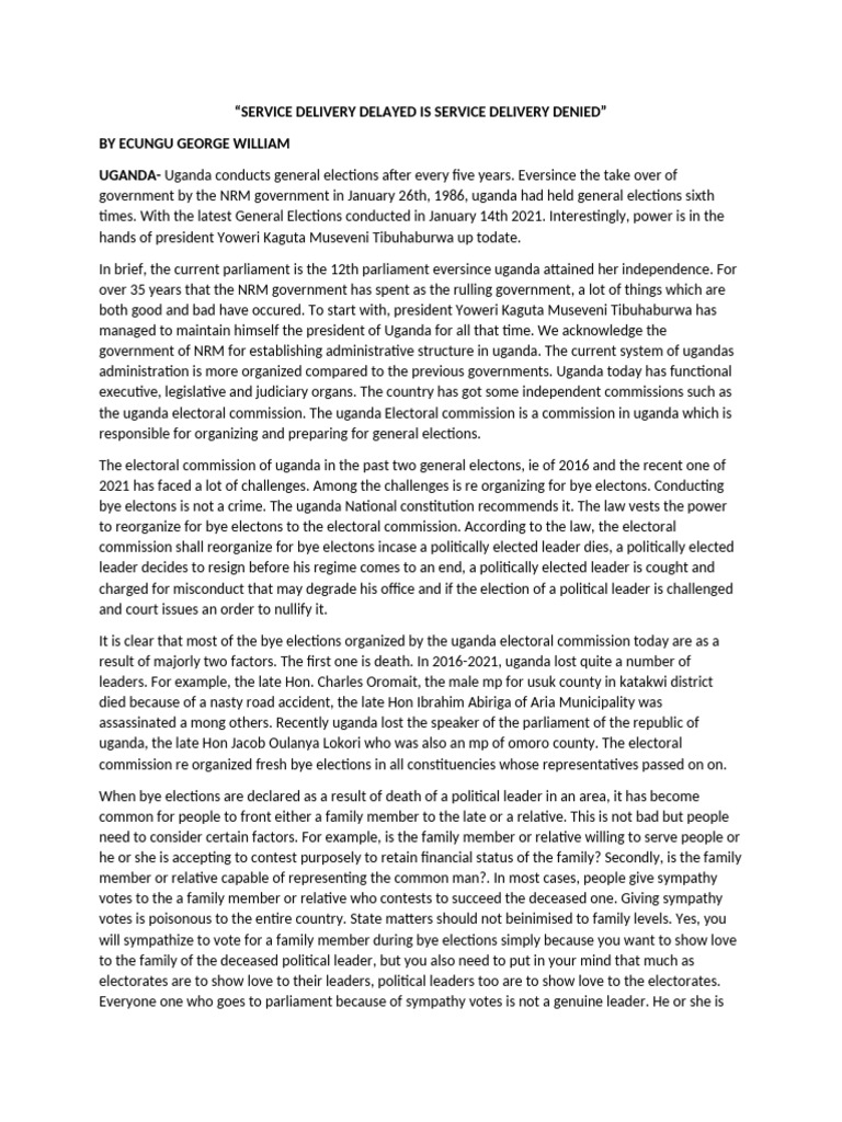 Service Delivery Delayed Is Service Delivery Denied. | PDF | Uganda ...