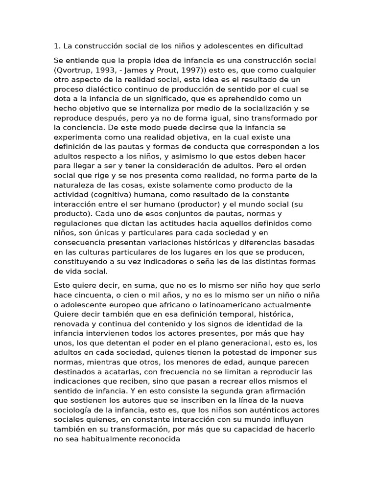 Soc. Infancia y Adolescencia Tarea 1 | PDF | Adultos | Sociedad