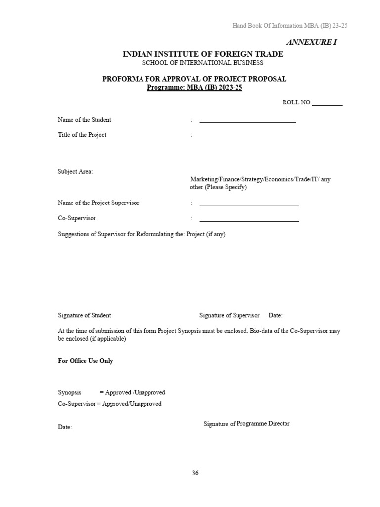 Proforma for approval of Project Proposal | PDF