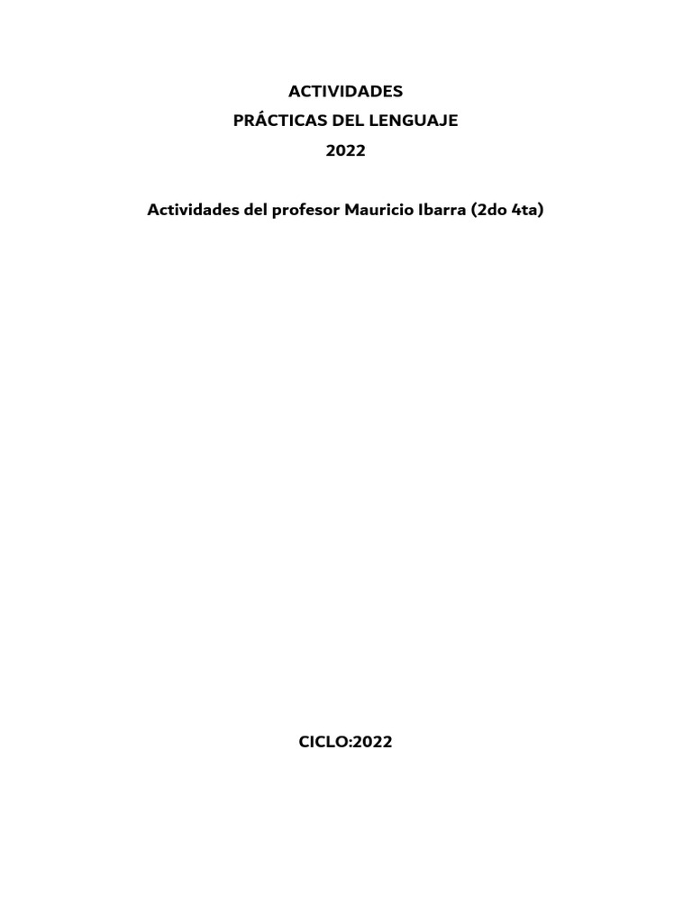 Cuadernillo 2022 PRACTICAS DEL LENGUAJE | PDF | Lingüística