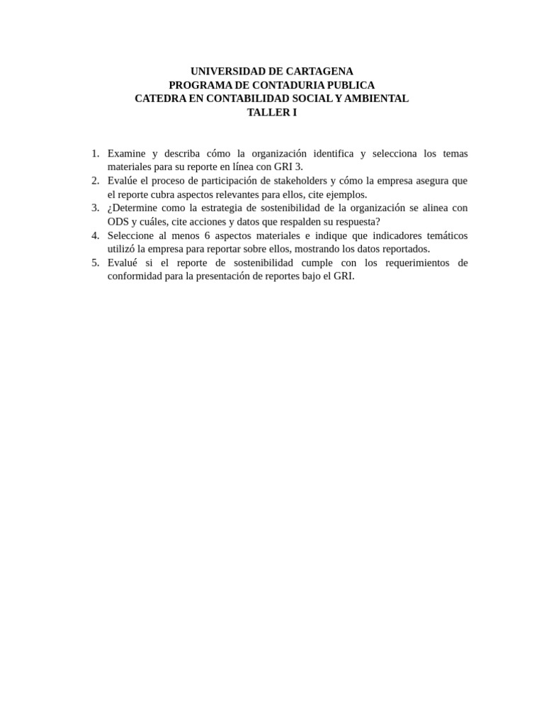 Análisis de Reporte de Sostenibilidad GRI | PDF