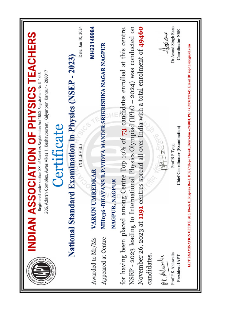 NSEP Certificate | PDF