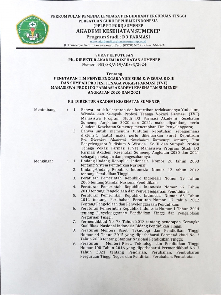 SK Panitia Wisuda AKS Th 2024 | PDF