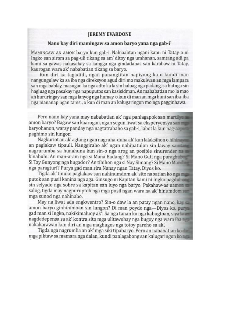 Kay Nano Kay Diri Mamingaw Sa Amon Bungto Yana Nga Gab I | PDF