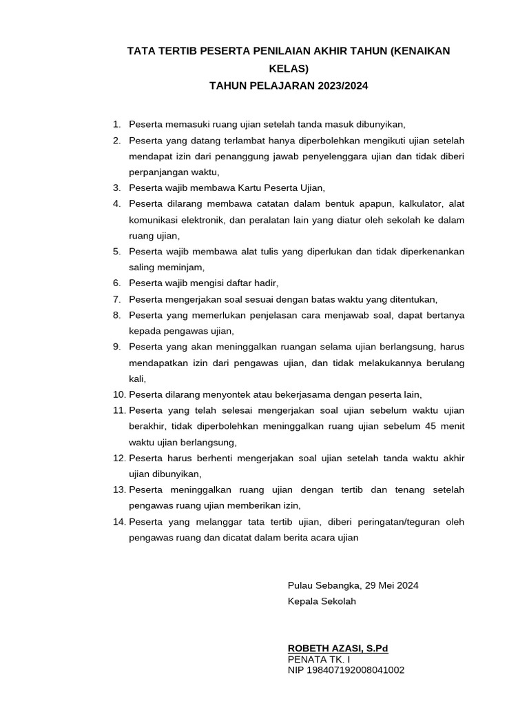 Tata Tertib Peserta Pat 2023 | PDF