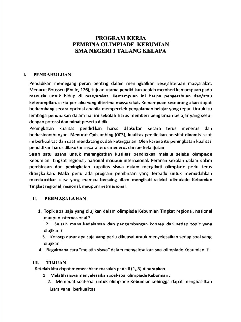 PDF Program Kerja Olimpiade Kebumian - Compress | PDF