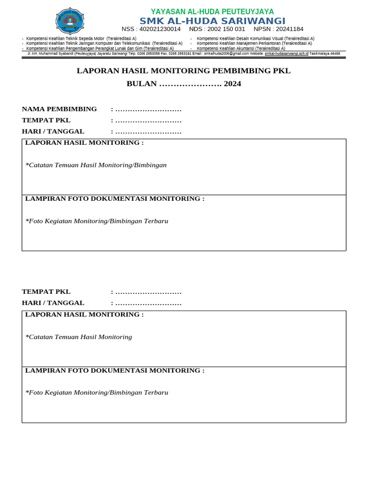 Laporan Hasil Monitoring PKL | PDF