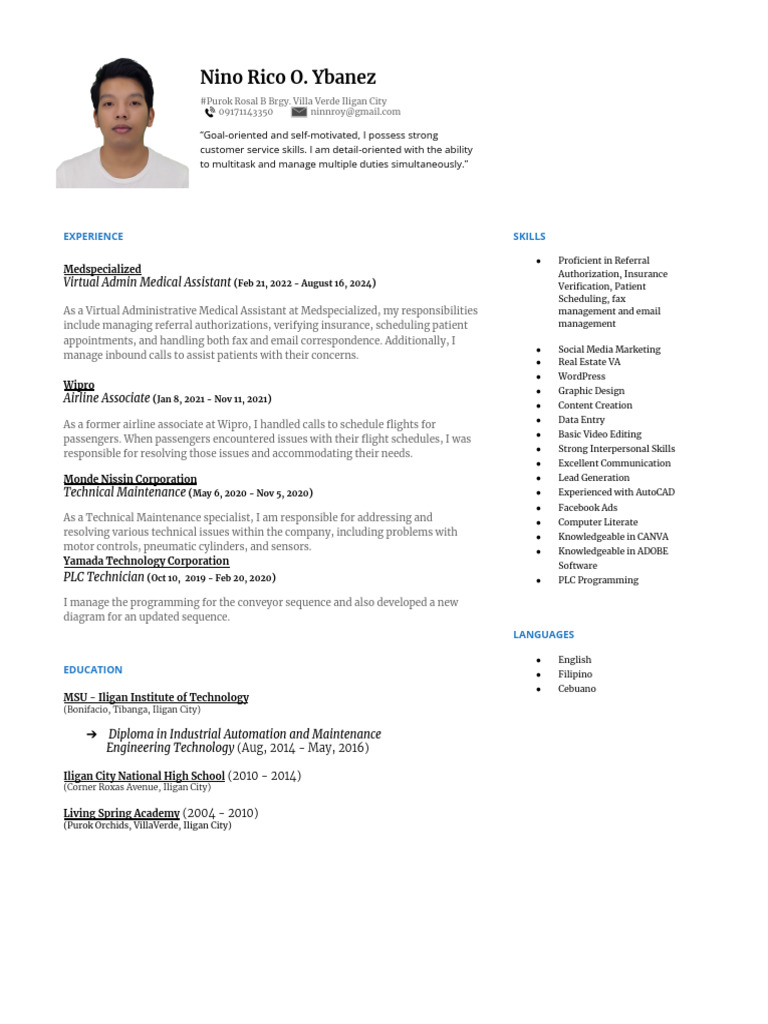 Nino Rico Ybanez.resume | PDF