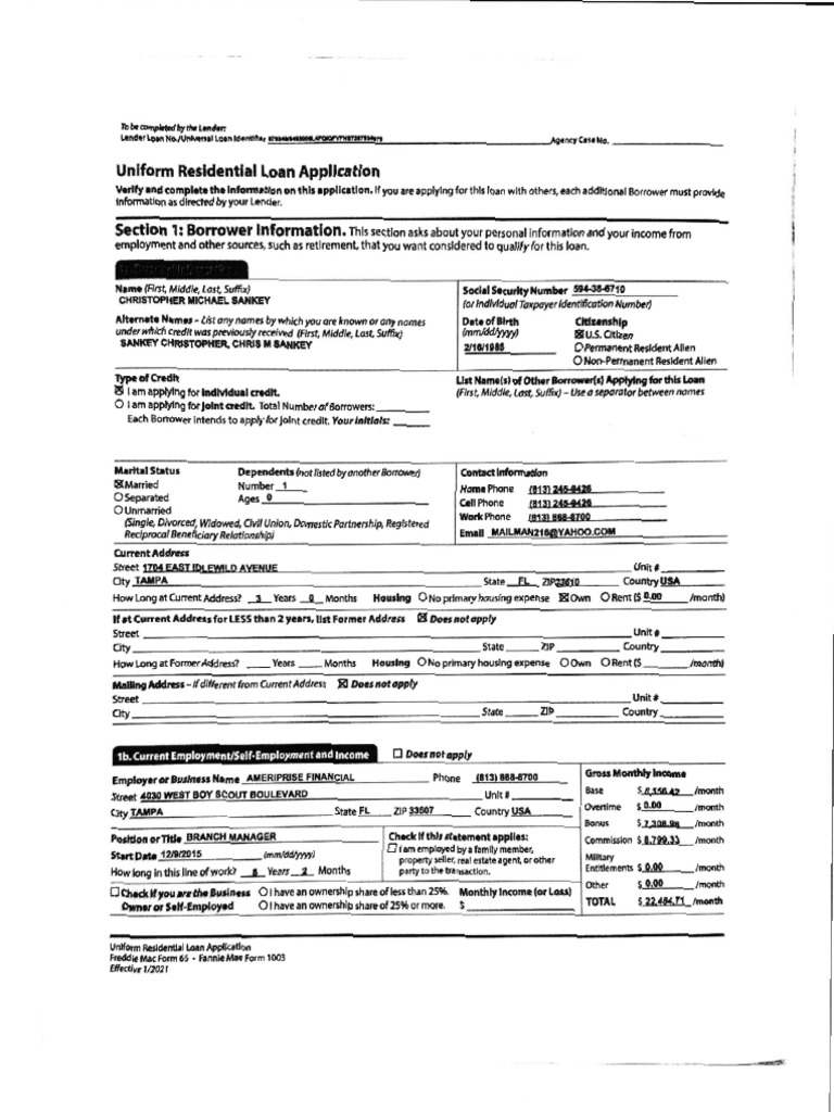 Final 1003 - All Pages | PDF | Mortgages | Finance & Money Management