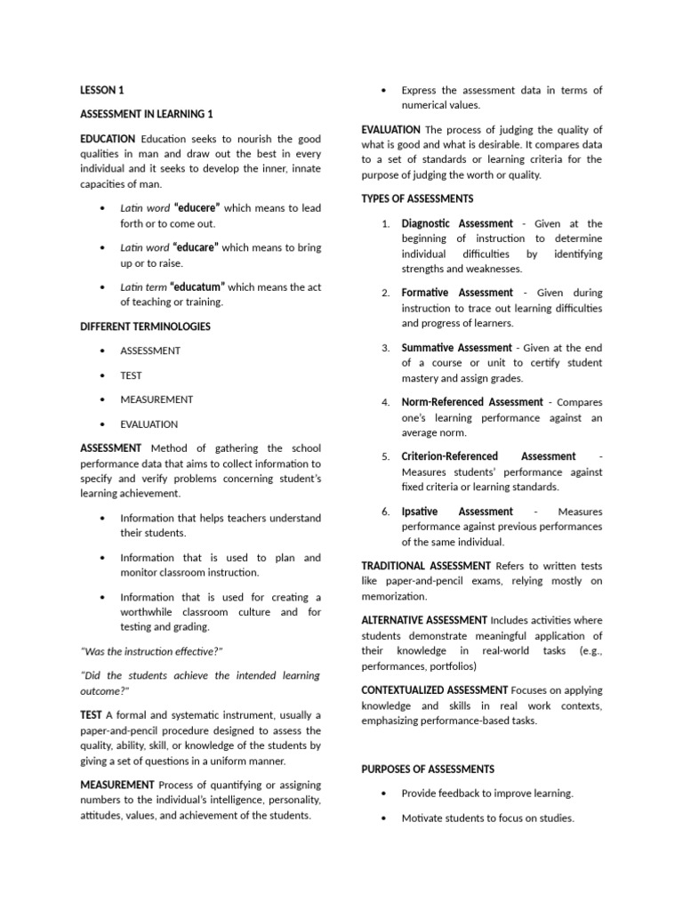 Lesson 1-3 Handouts CPE105 | PDF | Educational Assessment | Learning