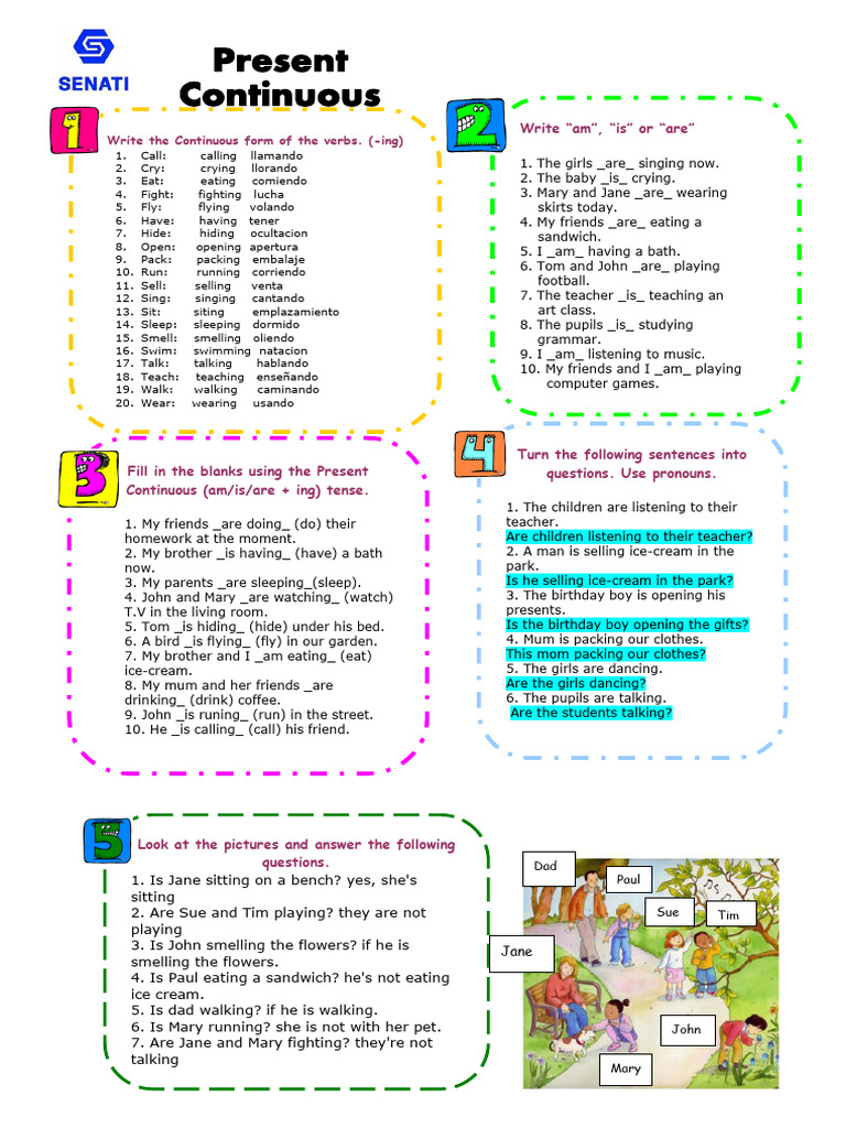 7 - Present Continuous Worksheet | PDF | Language Mechanics | Languages