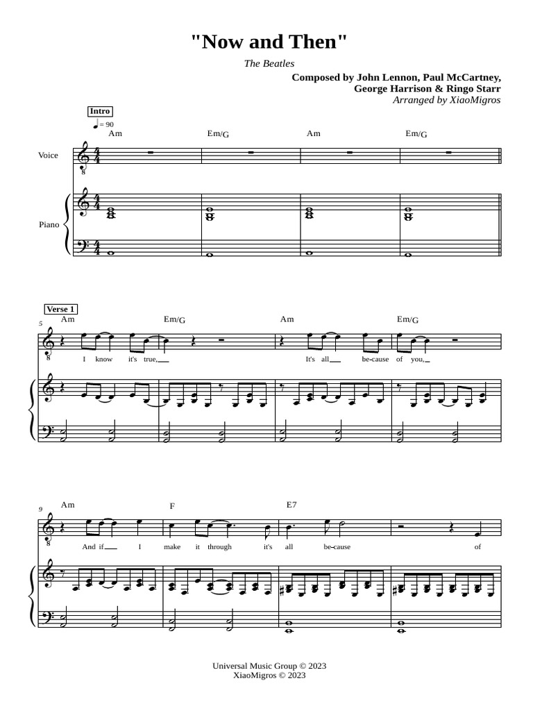 The Beatles - Now and Then Piano-Voice Arrangement With Chords | PDF ...