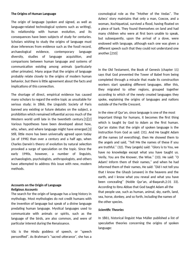 Language Origins Explored | PDF | Origin Of Language | Gesture