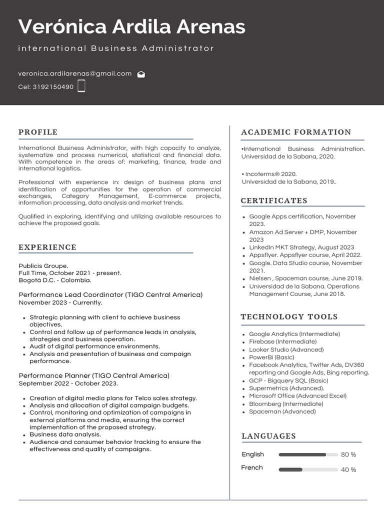 Verónica Ardila Arenas CV 2024-2 EV | PDF | Information Technology ...