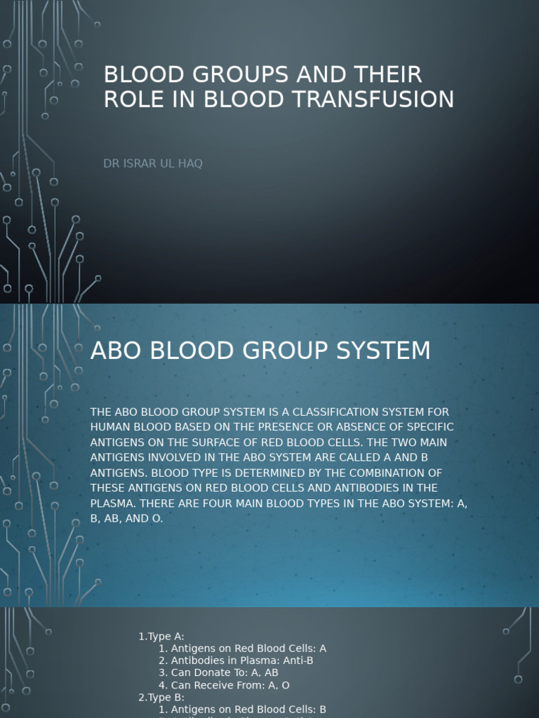 Blood Groups and Tranfusions (DR Israr) | PDF | Blood Type | Blood ...