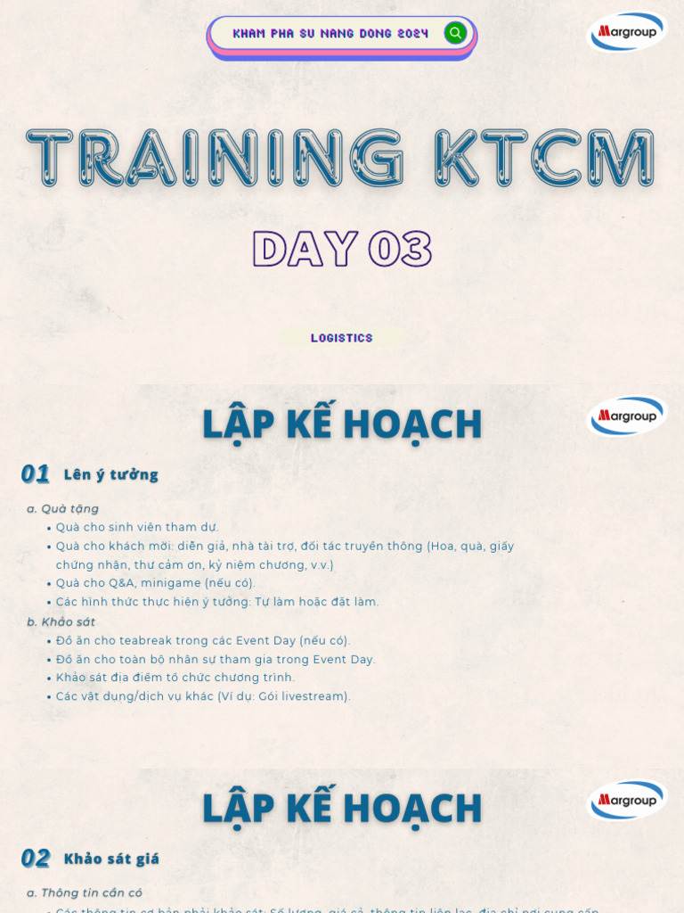 KPSNĐ 24 EVENT LOGISTICS TRAINING KTCM BUỔI 03 | PDF
