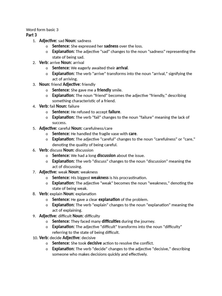 Word Form Transformations Guide | PDF