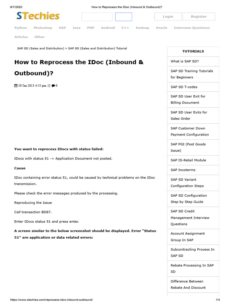 SAP All How To Reprocess The IDoc (Inbound & Outbound) | PDF | Software | Software Engineering