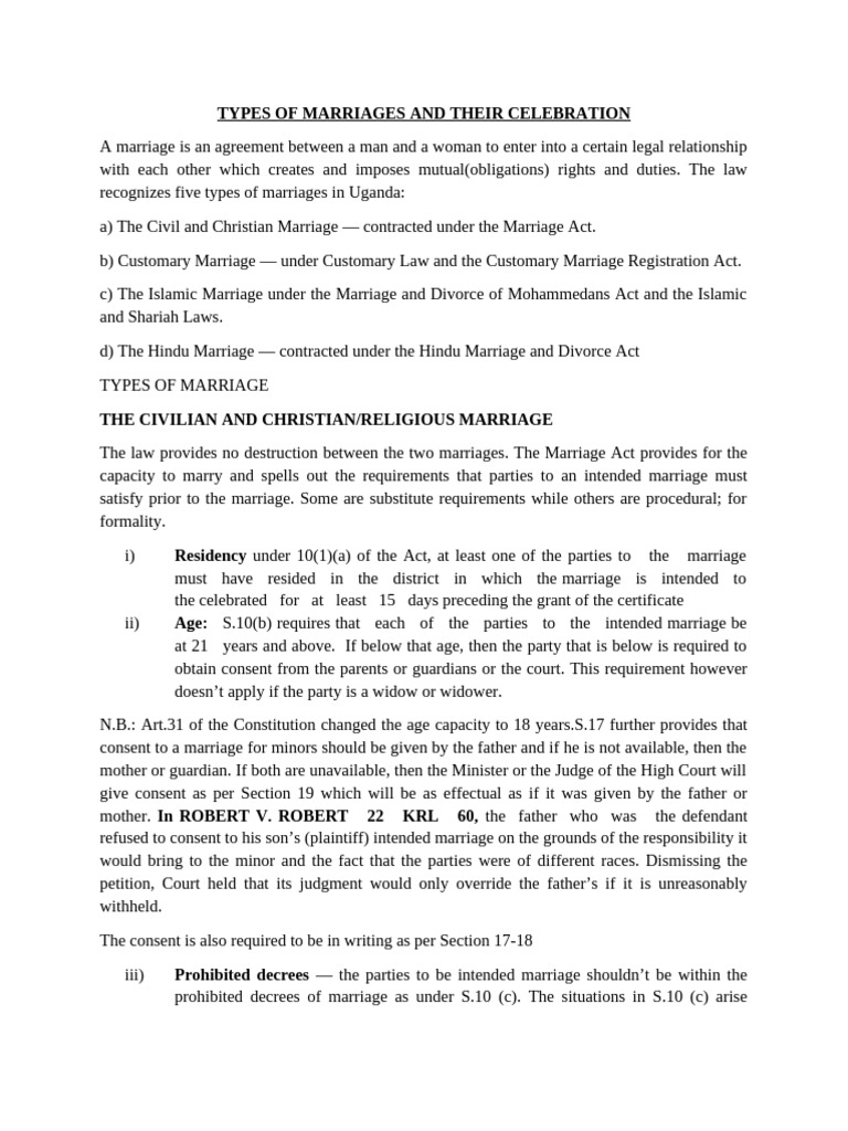 Types of Marriages and Their Celebration | PDF | Marriage | Polygamy