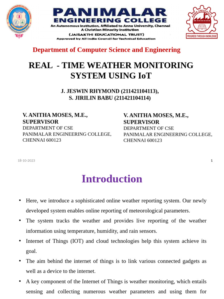 PPT_Weather_Monitoring_System | PDF | Internet Of Things | Sensor