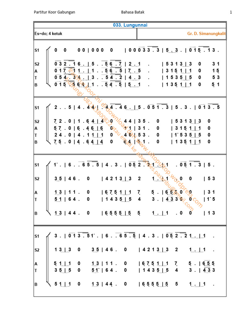 Lungunnai - Koor SATB | PDF
