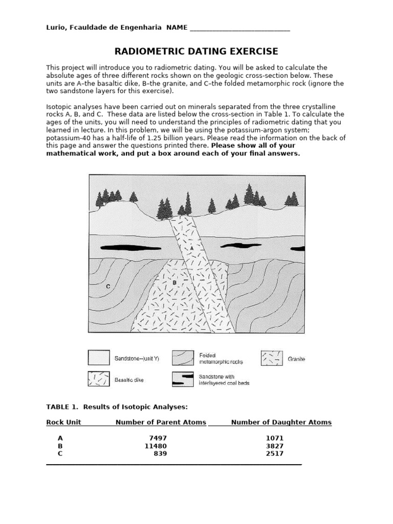Radiometric Dating Exercise.v2 | PDF | Radioactive Decay | Rock (Geology)