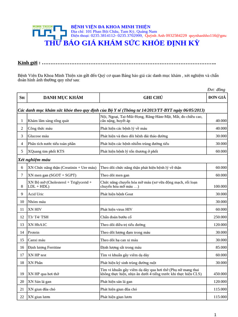 BANG BAO GIA KSK MINH THIEN | PDF