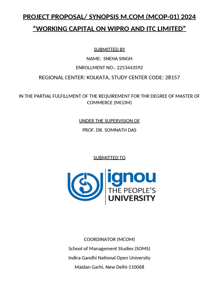 Synopsis MCOP 1 | PDF | Working Capital | Economies