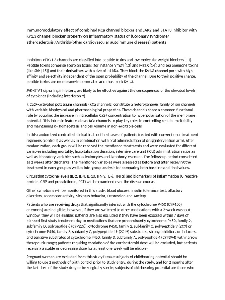 Immunomodulatory Effect of Combined KCa Channel Blocker and JAK2 and STAT3 Inhibitor With Kv1 ...