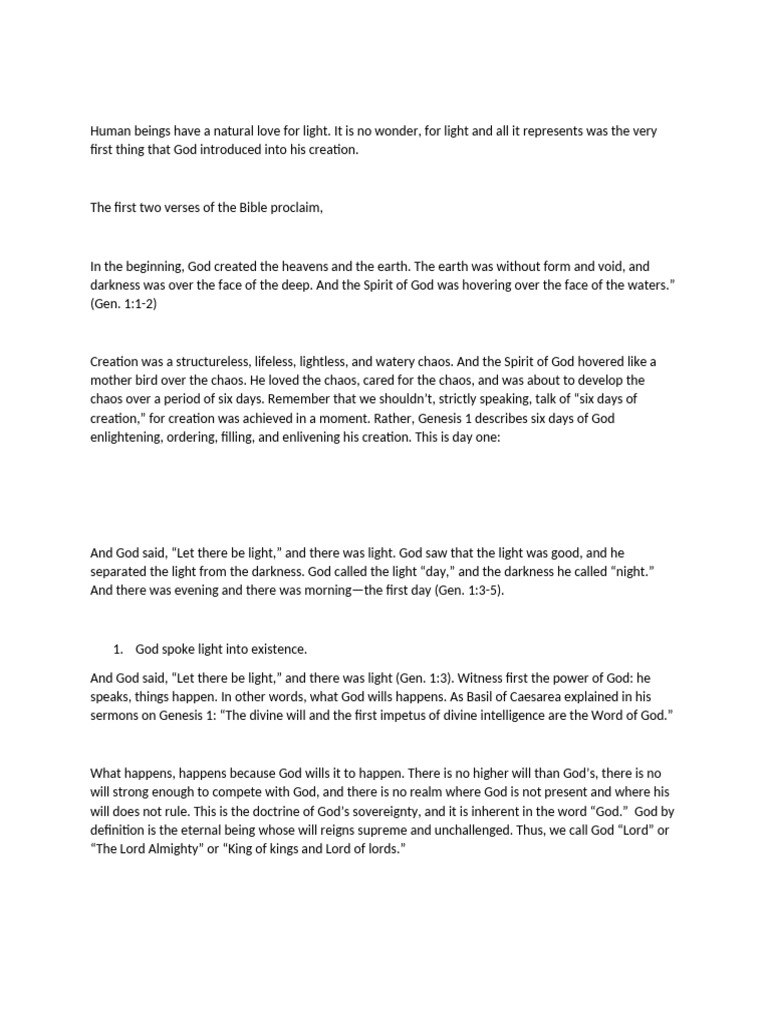 6 Importance of Light of GOD | PDF | Genesis Creation Narrative | Light