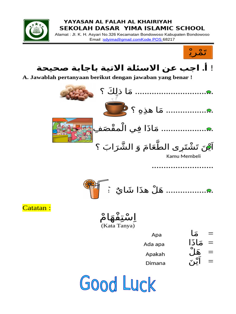 Pertanyaan Bahasa Arab untuk SD Yima | PDF