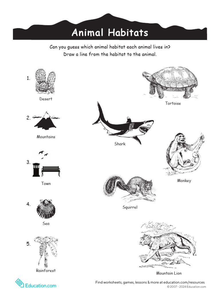 Animal Habitats Match Up | PDF